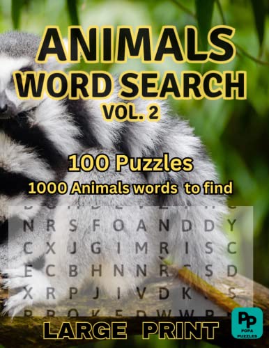 100 Animals Word Search Puzzle Book Volume 2: Large print word search ...