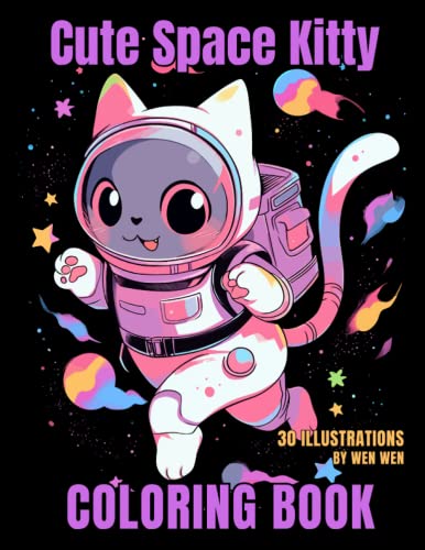 Cute Space Kitty Coloring Book: Cate Coloring Book For Adults And Kids ...