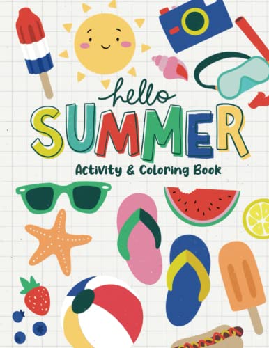 Hello Summer Activity & Coloring Book for Kids: Summertime Simple ...