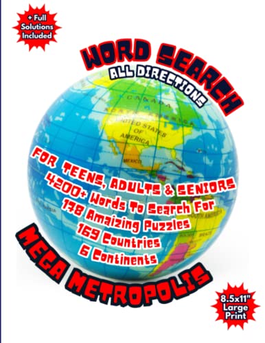 Mega Metropolis Word Search For Teens, Adults & Seniors: Seek and Find ...