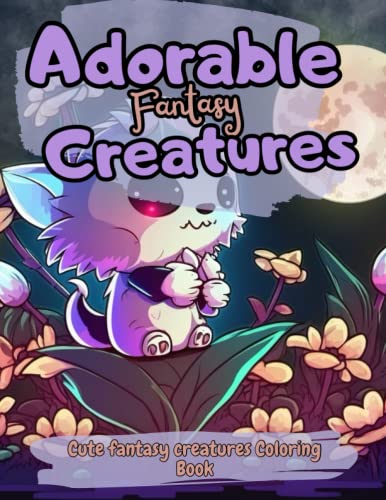 Adorable Cute Fantasy Creatures Coloring Book: 50 Magical coloring ...