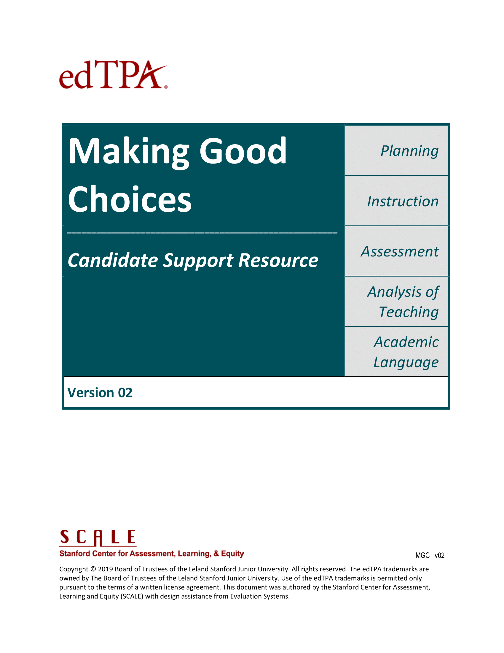 edTPA: Making Good Choices - Candidate Support Resource by Stanford ...