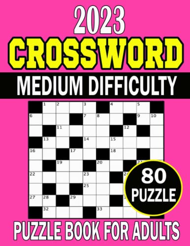 2023 Medium Difficulty Crossword puzzle Book For Adults: 80 Large Print ...
