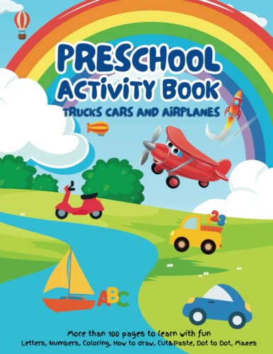 Preschool Activity Book Trucks Cars and Airplanes: For Kids Ages 3-5, 4 ...
