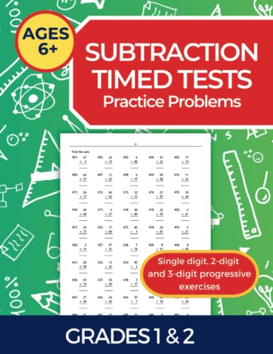 Subtraction Timed Tests: 5000 Questions with Solutions for Grades 1 & 2 ...