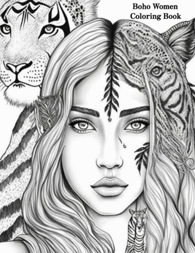 Boho Coloring Book: Adult Art Coloring Book With Beautiful Boho Women ...