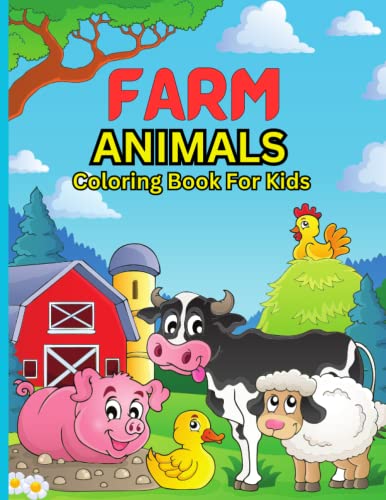 Farm Animals Coloring book kids: 100 Big, Simple and Fun Designs ...