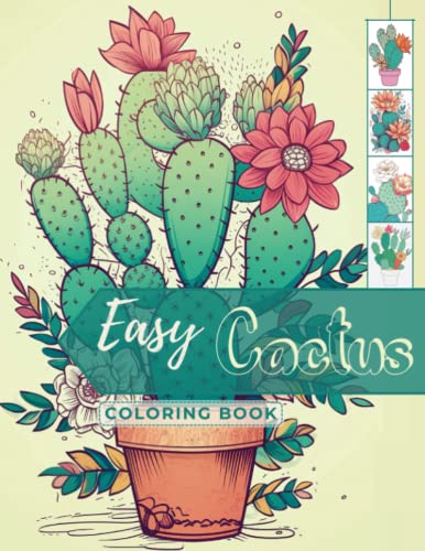 Easy Cactus Coloring Book: For Relaxation, Stress Relief And A Fun ...
