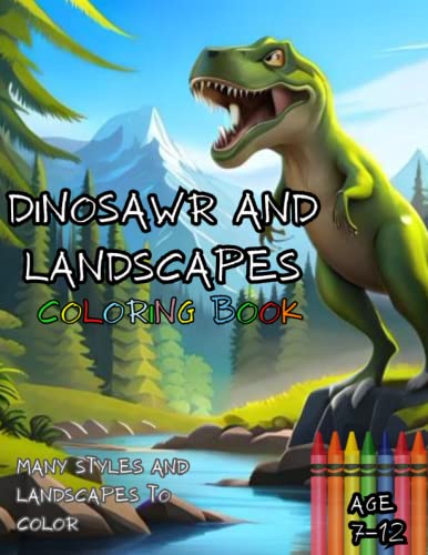 DInosawr and landscapes Coloring book: coloring book of jurassic ...