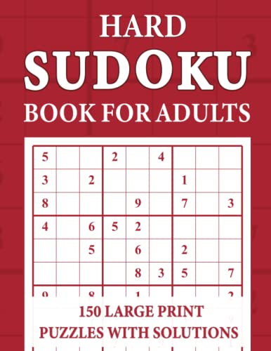 Hard Sudoku Puzzles Books for Adults Large Print: 150 Hard Sudoku ...