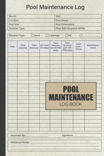 Pool Maintenance Log Book: Swimming Pool Maintenance Checklist Log Book ...