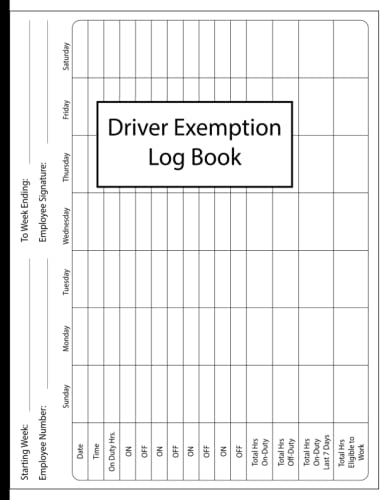 Driver Exemption Log Book: A Driver's Daily Record Book for Truckers to ...