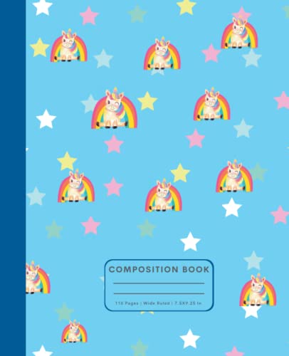 Composition Notebook Wide Ruled: Cute Rainbow Unicorn Wide Rule ...
