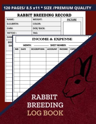 Rabbit Breeding Log Book: Tracker for Rabbitry Businesses, Rabbit ...