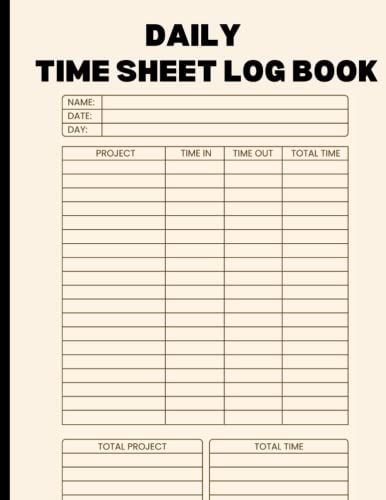 Daily Time Sheet Log Book || Work Hours Log | Employee Time Log || In ...