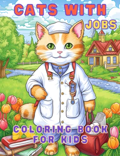 Working Animals Coloring Book For Kids - Cats with Jobs, Cute Cats with ...