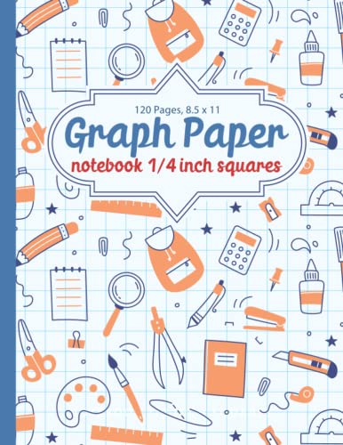 Graph Paper 1/4 Inch Squares: Math Notebook Graph Paper 1/4 Inch Square ...