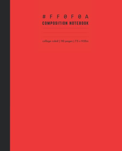Bright Red Composition Noteook: Neon Color Coded College Ruled Notebook ...