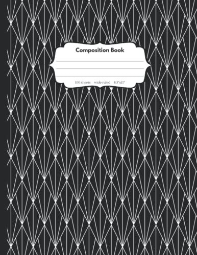 Composition Book: Black & White Diamond Pattern | 100 Sheets Wide Ruled ...