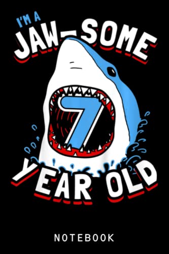 Kids Birthday Boy Shark Jawsome 7 Year Old Journal Notebook: Sharks ...