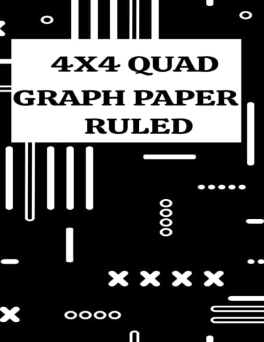 Graph Paper 4x4 Quad Ruled: Math Notebook / Matte Black Cover with ...