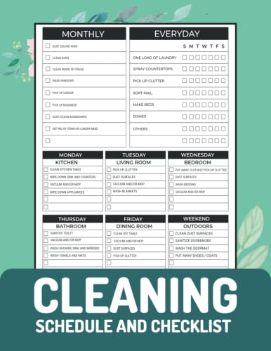 Cleaning Schedule And Checklist: Daily Weekly and Monthly Cleaning ...