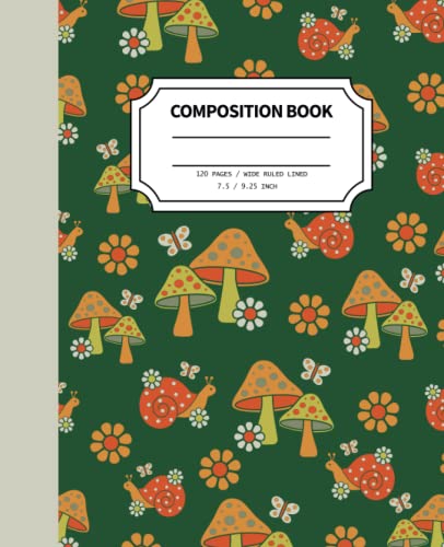 Composition Book: Cute Mushroom Snail Themed Cover | Beautiful Wide ...