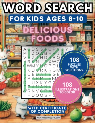 Word Search for Kids Ages 8-10. Delicious Foods.: 108 Large Print Word ...