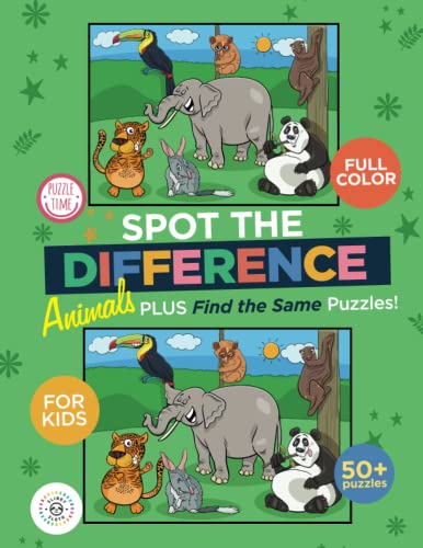 Spot The Difference Animals Plus Find The Same Puzzles For Kids: Find ...