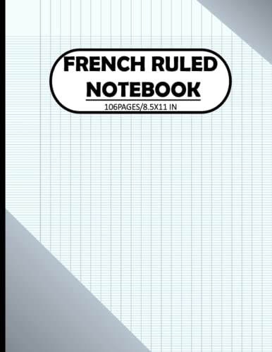 French Ruled Notebook: Seyes Grid Paper Notepad for Kids, Teens, Adults ...