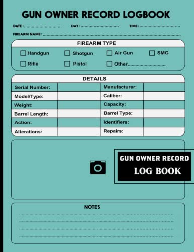 Gun Owner Record Logbook: Personal Firearm Acquisition And Disposition ...