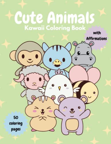 Cute Animals Kawaii Coloring Book: 50 Cute and Easy Kawaii Coloring ...