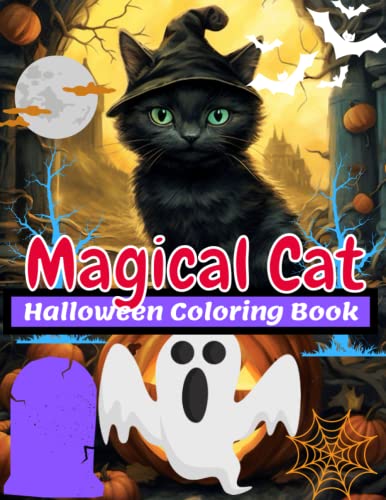 Magical Cat Halloween Coloring Book: 50 Unique Designs Halloween Cat ...