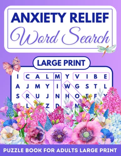 Anxiety Relief Word Search Puzzle Book For Adults Large Print: Relaxing ...