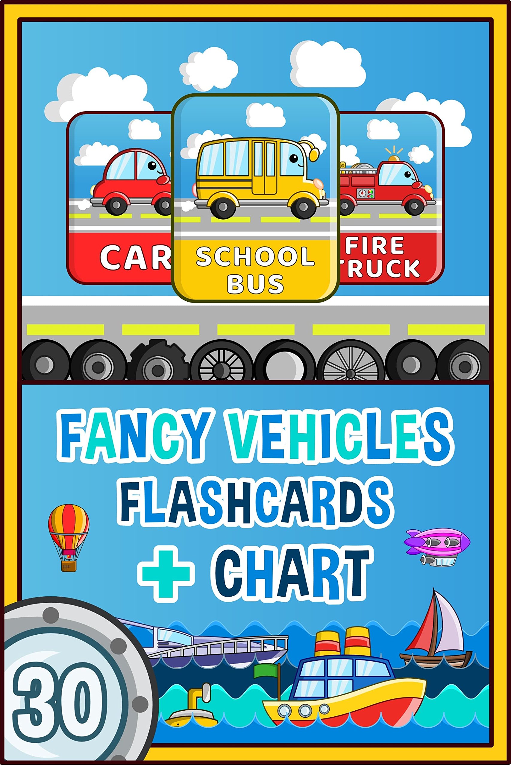Fancy Vehicles Flash Cards + Learning Chart (Amazing Flash Cards With ...