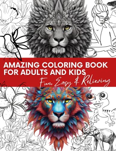 Amazing coloring book for Adults and Kids: Simple Designs, Fun, Easy ...