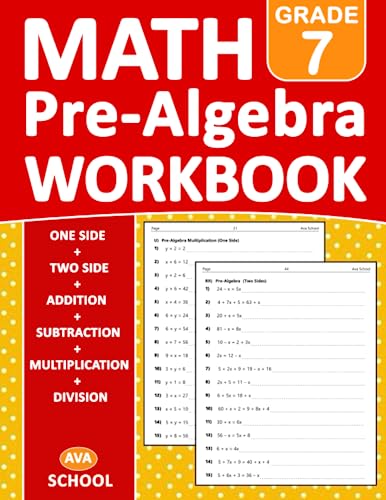Pre Algebra Workbook Grade 7: Pre Algebra Math Workbook For 7th Grade ...