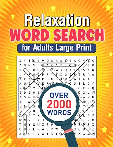Relaxation Word Search for Adults, Large Print: 100 Page of Fun Puzzles ...