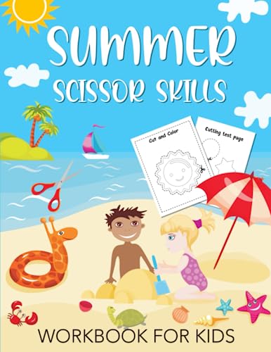 Summer Scissor Skills Workbook for Kids: Beach Fun Cute and Pasta ...