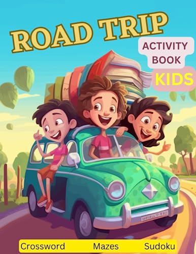 Road Trip Activity Book for Kids: Crossword, Mazes, Sudoku with Answers ...