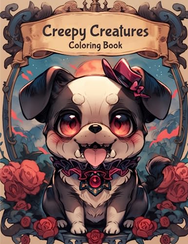 Creepy Creatures Coloring Book: Cute Horror Spooky Kawaii Coloring ...