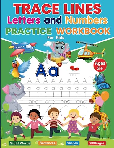 Trace Lines, Letters and Numbers Practice Workbook for Kids: Preschool ...
