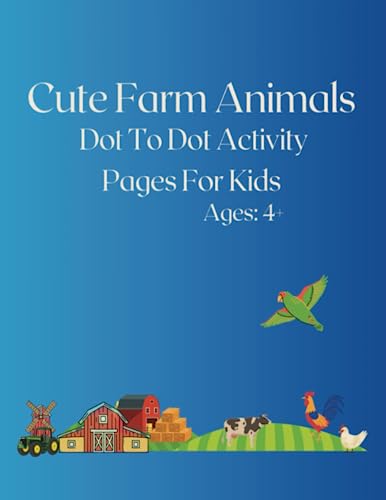 Cute Farm Animals Dot To Dot Activity Pages For Kids 8.5x11 inch with ...