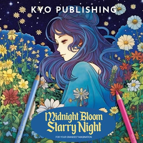 Midnight Bloom Starry Night Coloring: Explore a Garden Abundant with Flowers in a Captivating ...