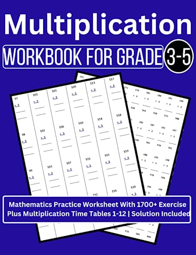 Multiplication Workbook For Grade 3-5: Mathematics Practice Worksheet ...