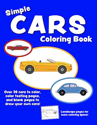 Simple Cars Coloring Book: Large and Easy-to-Color Designs for Young ...