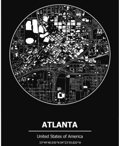 Atlanta Georgia United State of America Aerial Map with Coordinates ...