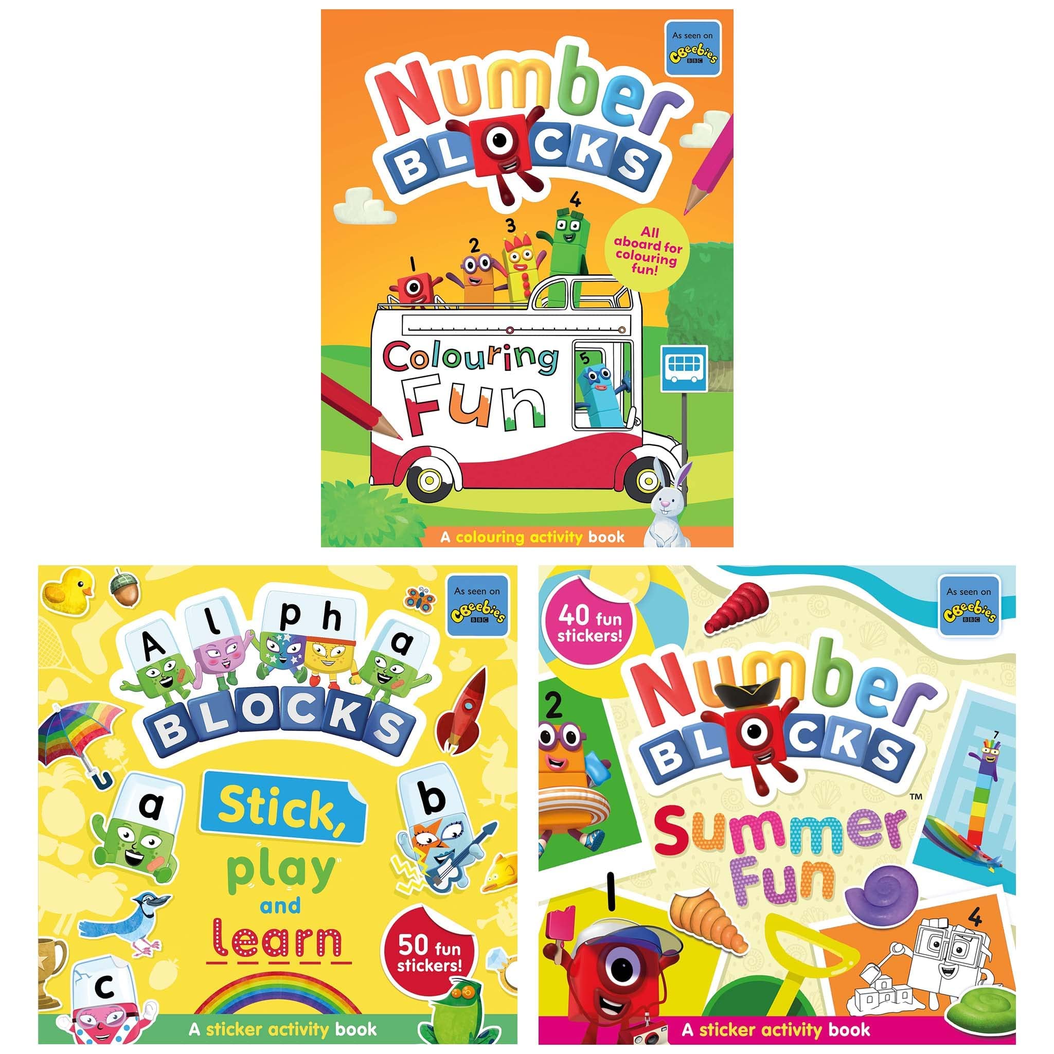 Numberblocks Colouring Fun & Sticker Activity Book Collection 3 Books ...