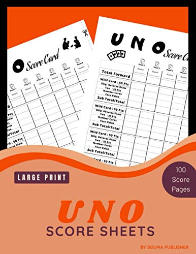 Uno Score Sheets: 100 Scorekeeping to Easily Keep Track of All scores ...