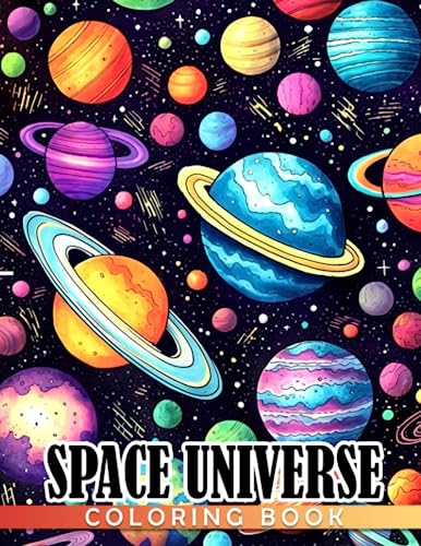 Space Universe Coloring Book: Fantastic Outer Space Coloring Pages With ...